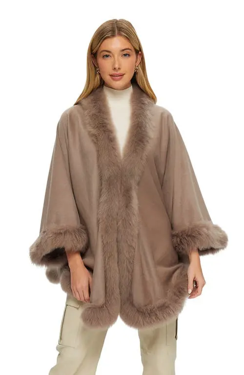 Gorski Wool And Cashmere Cape With Shearling Trim