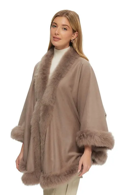 Gorski Wool And Cashmere Cape With Shearling Trim