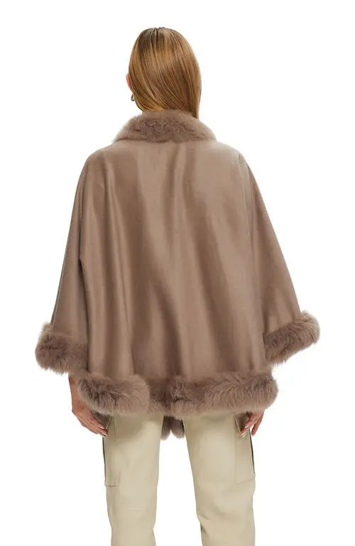 Gorski Wool And Cashmere Cape With Shearling Trim