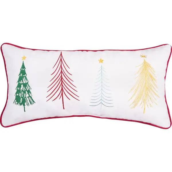 CAROL & FRANK Colorful Trees Throw Pillow - Red