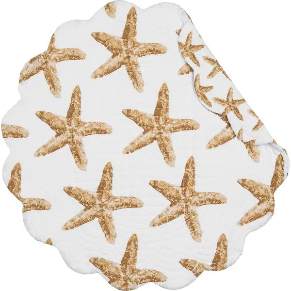 C&F HOME Sandbridge Stars Round Placemats Set Of 6 - White