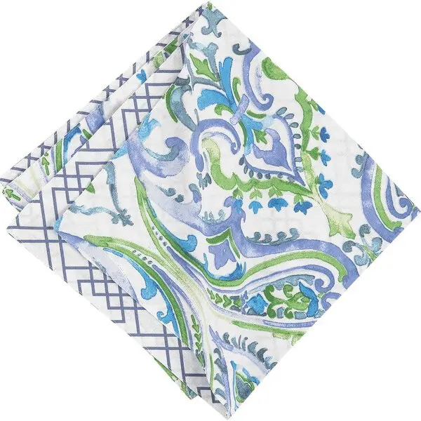 C&F HOME Juliet Reversible Bright Paisley Cloth Napkin Set Of 6 - Blue
