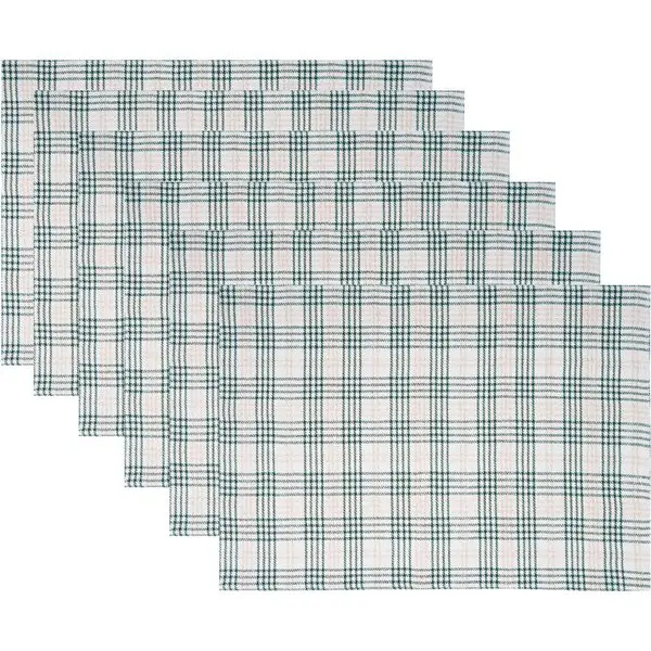 C&F HOME Sage & Gold Plaid Placemats Set Of 6 - Gray