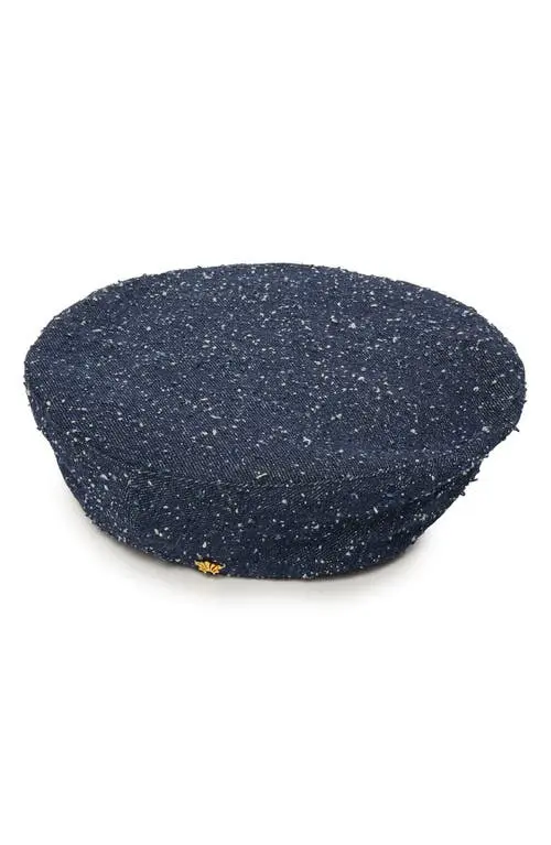 Lele Sadoughi Bridget Denim Pillbox Beret - Dobby Denim