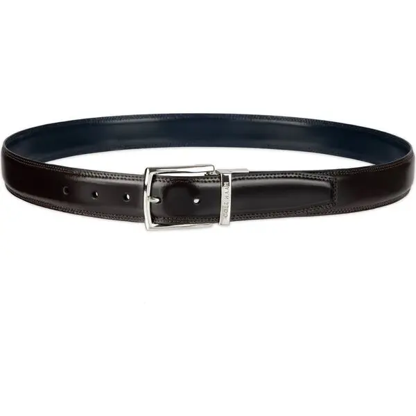 Cole Haan Reversible Leather Belt - Chocolate/navy