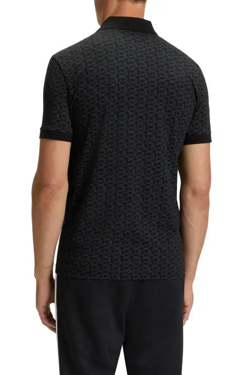 BOSS Paddy Geo Print Cotton Polo - Black
