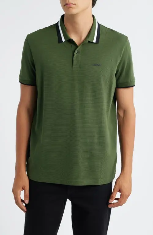 BOSS Paddy Tipped Cotton Polo - Open Green