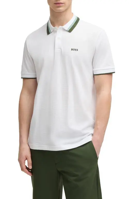 BOSS Paddy Tipped Cotton Polo - White