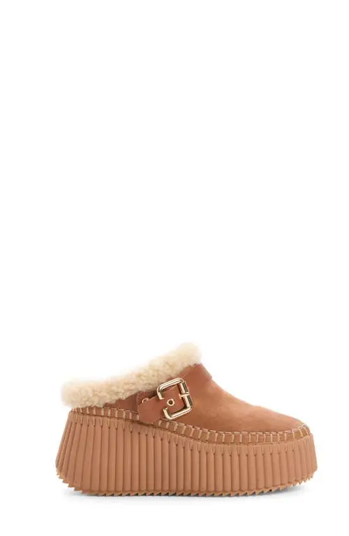 Chloé Nama Shearling Lined Wedge Mule - Pottery Brown