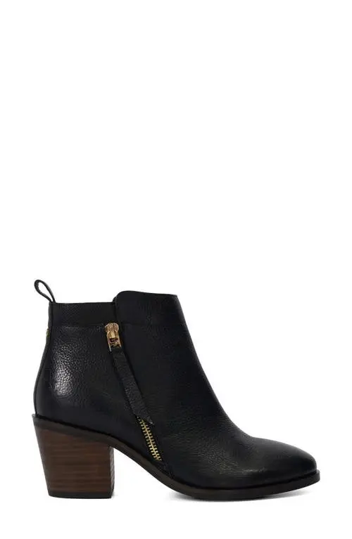 Dune London Paicing Leather Block Heel Bootie - Black