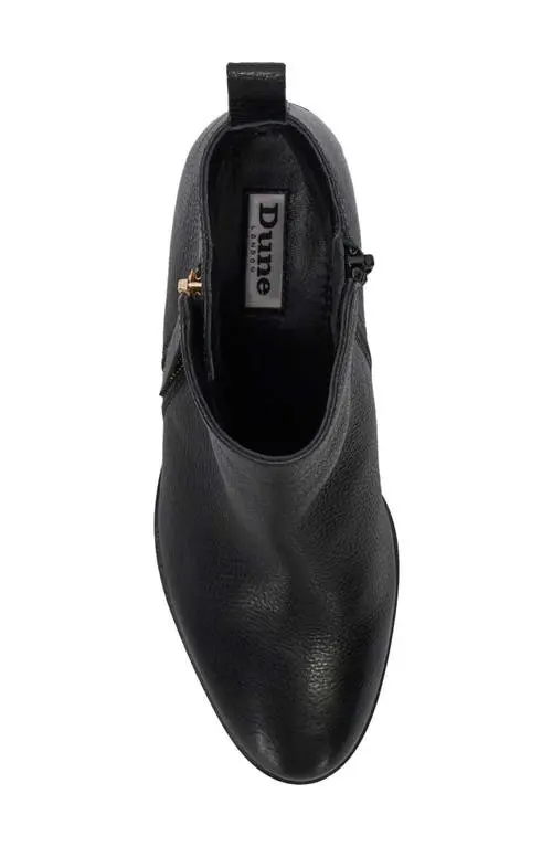 Dune London Paicing Leather Block Heel Bootie - Black