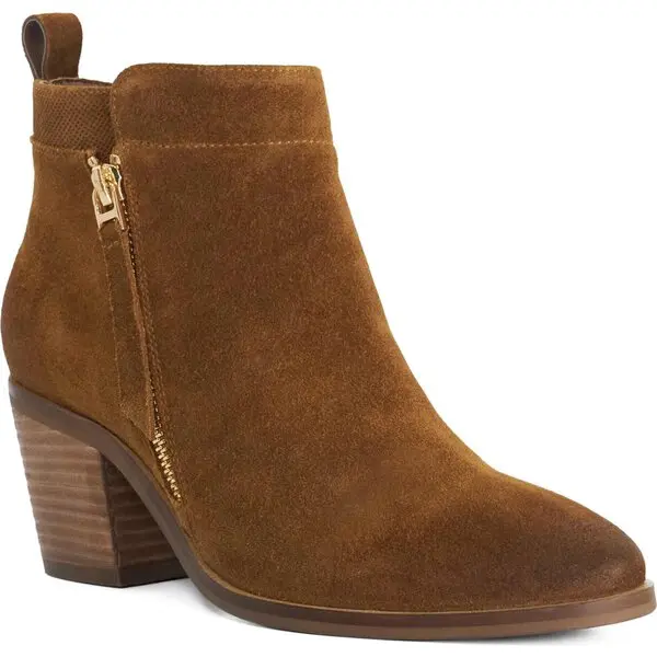 Dune London Paicing Leather Block Heel Bootie - Tan