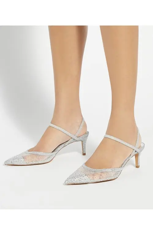 Dune London Charismatic Ankle Strap Pump - Silver