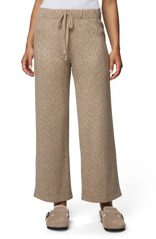 Splendid Pointelle Cropped Wide-leg Pants - Light Cedar Beige Heather