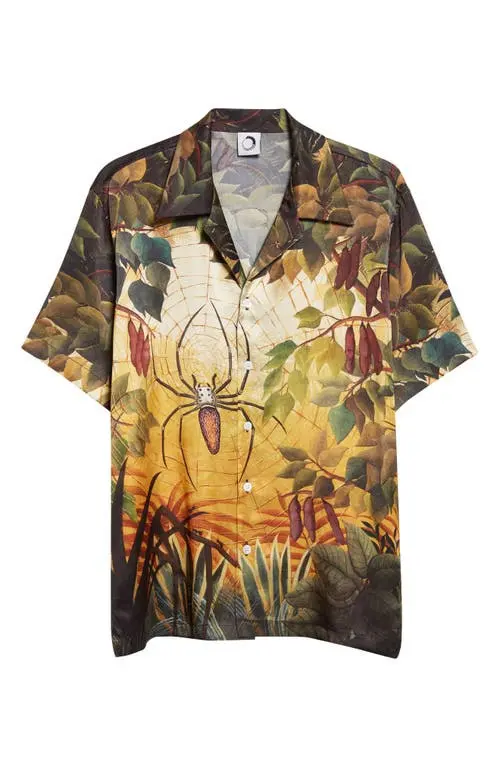 ENDLESS JOY Spiderweb Silk Satin Camp Shirt