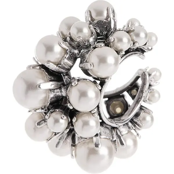 Givenchy Crystal Faux Pearl Ear Cuff - White/silvery