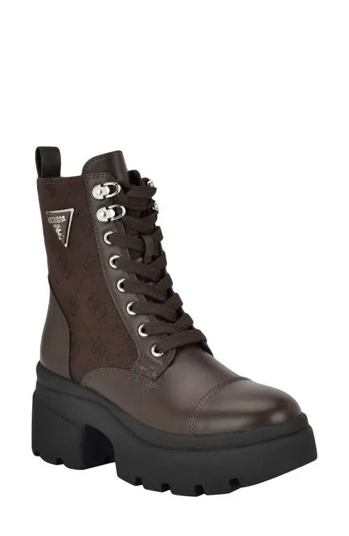 Guess Lug Sole Lace-up Boots - Dark Brown