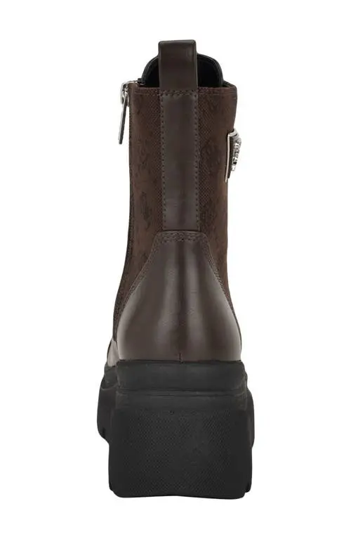 Guess Lug Sole Lace-up Boots - Dark Brown