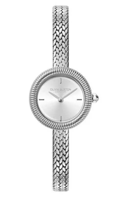 OLIVIA BURTON Finery Mesh Strap Watch - Silver