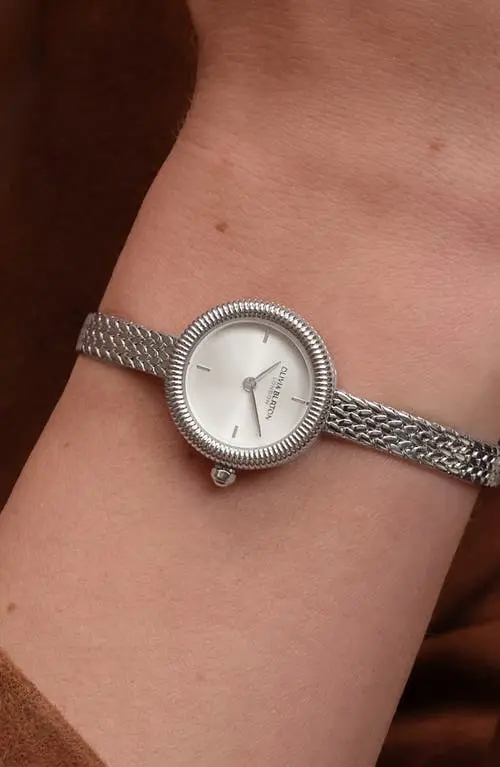 OLIVIA BURTON Finery Mesh Strap Watch - Silver