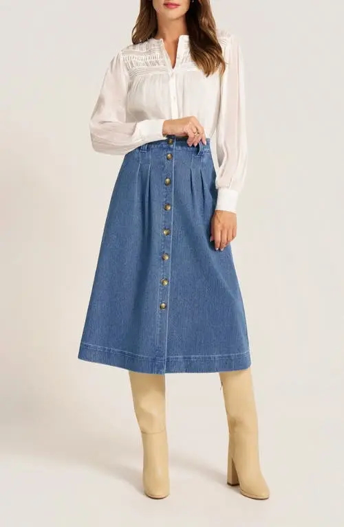 Matty M. Marlow Button Front Midi Skirt