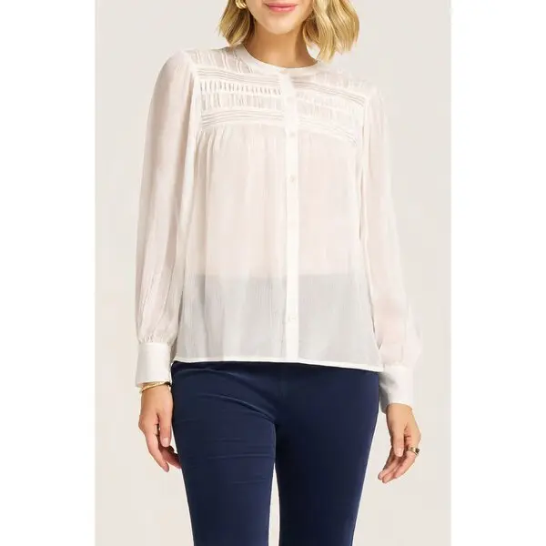 Matty M. Andie Pleated Yoke Button-up Shirt - Vellum