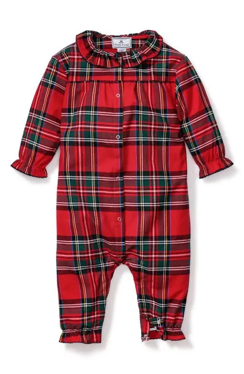 PETITE PLUME Madeline Imperial Tartan One-piece Brushed Twill Pajamas - Red