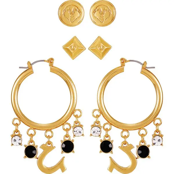 True Religion Earring Set - Goldtone