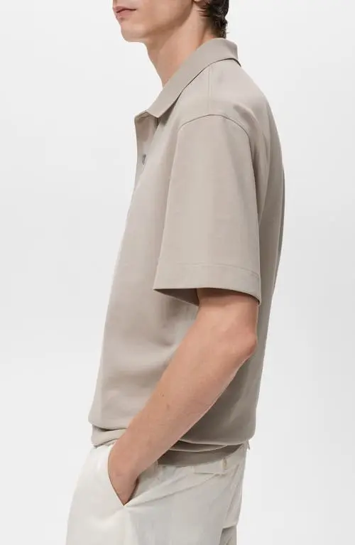 Mango Relaxed Fit Cotton Blend Polo - Light/pastel Grey