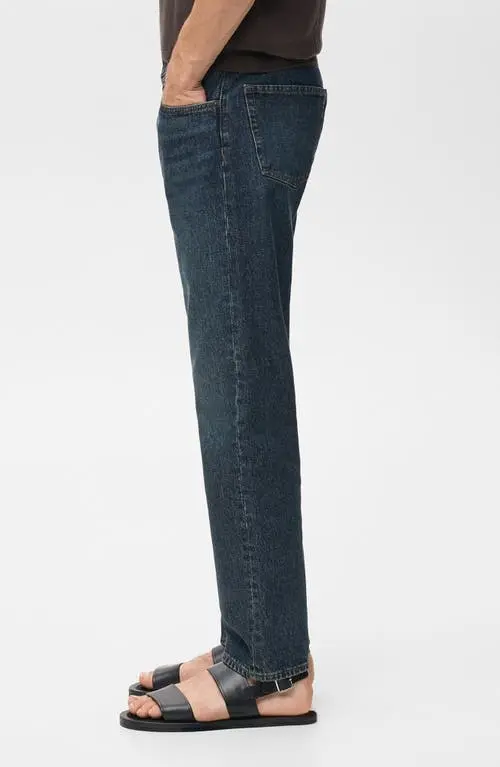 Mango Moby Straight Fit Cotton Jeans - Dark Blue