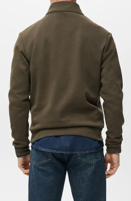 Mango Quarter Zip Sweatshirt - Olive Green