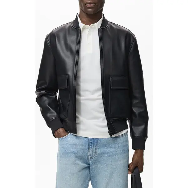 Mango Faux Leather Bomber Jacket