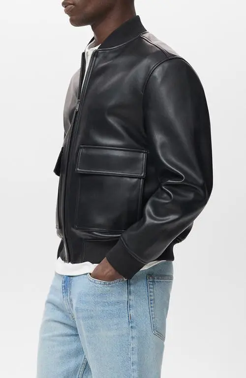 Mango Faux Leather Bomber Jacket