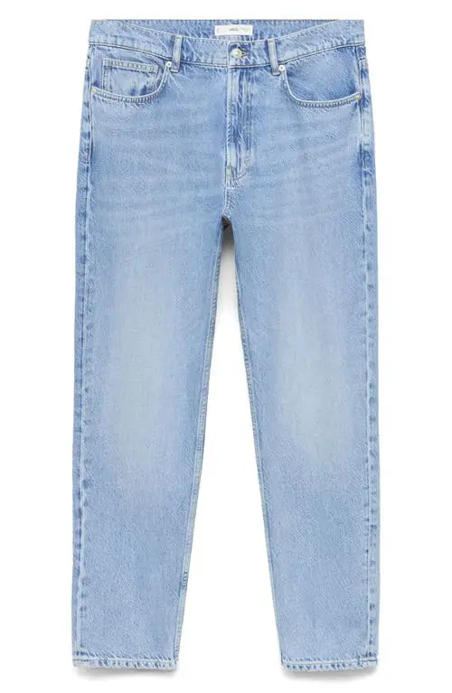 Mango Lore Tapered Straight Leg Jeans - Medium Blue
