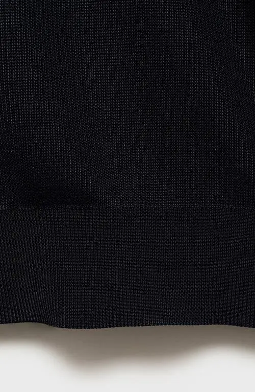 Mango Johnny Collar Ribbed Polo Sweater - Petrol Blue