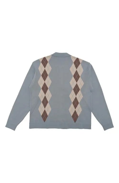 STUDENTS Argyle Jacquard Cotton Zip-up Cardigan