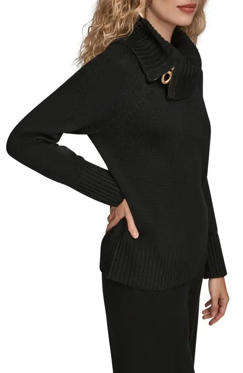 Donna Karan New York Asymmetric Zip Collar Sweater
