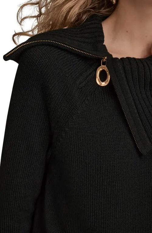 Donna Karan New York Asymmetric Zip Collar Sweater