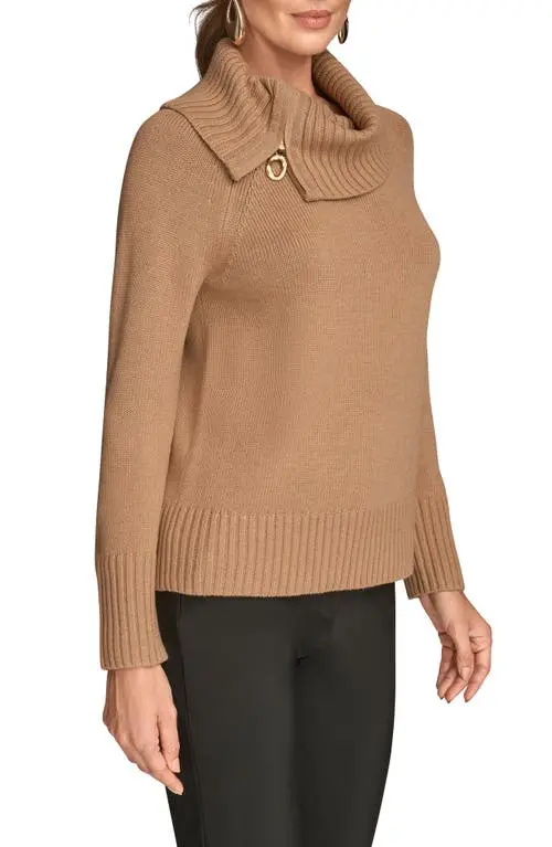 Donna Karan New York Asymmetric Zip Collar Sweater