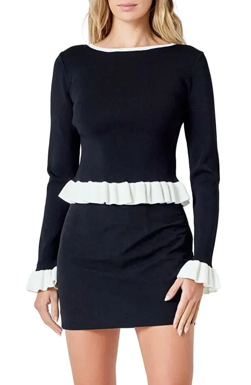 Endless Rose Ribbed Long-sleeve With Ruffle Trim