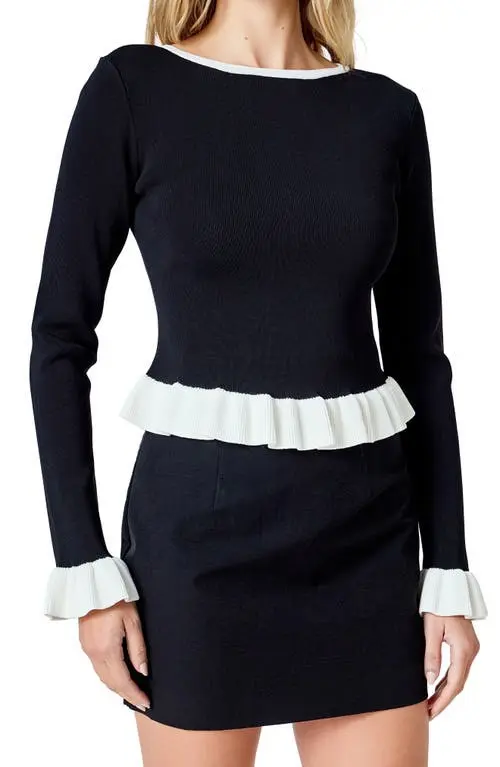 Endless Rose Ribbed Long-sleeve With Ruffle Trim