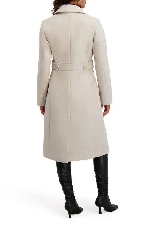 Kensie Belted Button-closure Coat - Oatmeal Heather