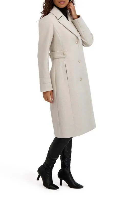 Kensie Belted Button-closure Coat - Oatmeal Heather