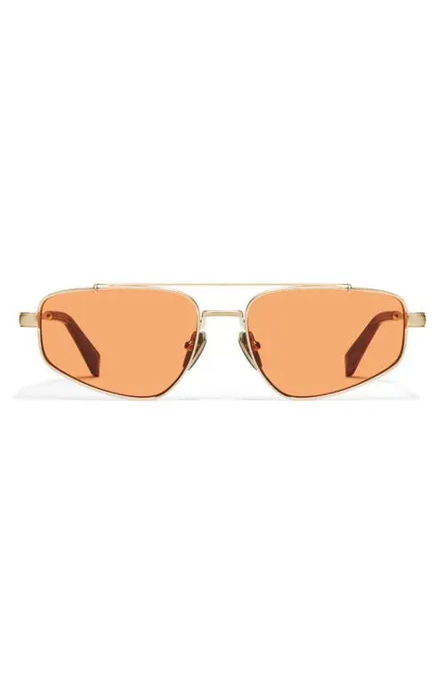 Quay Pit Stop 56mm Aviator Sunglasses - Brushed Gold/honey