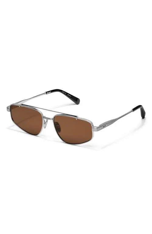 Quay Pit Stop 56mm Aviator Sunglasses - Brushed Silver/brown