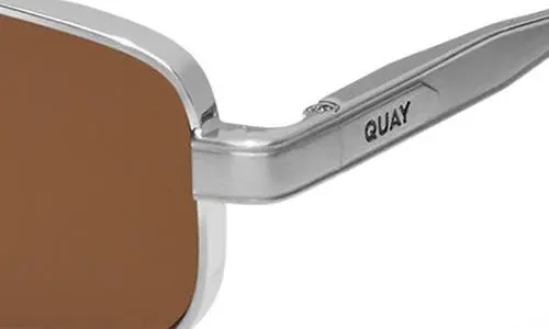 Quay Pit Stop 56mm Aviator Sunglasses - Brushed Silver/brown