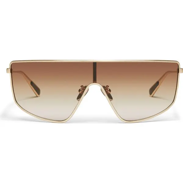 Quay Gradient Shield Sunglasses - Brushed Gold/sepia