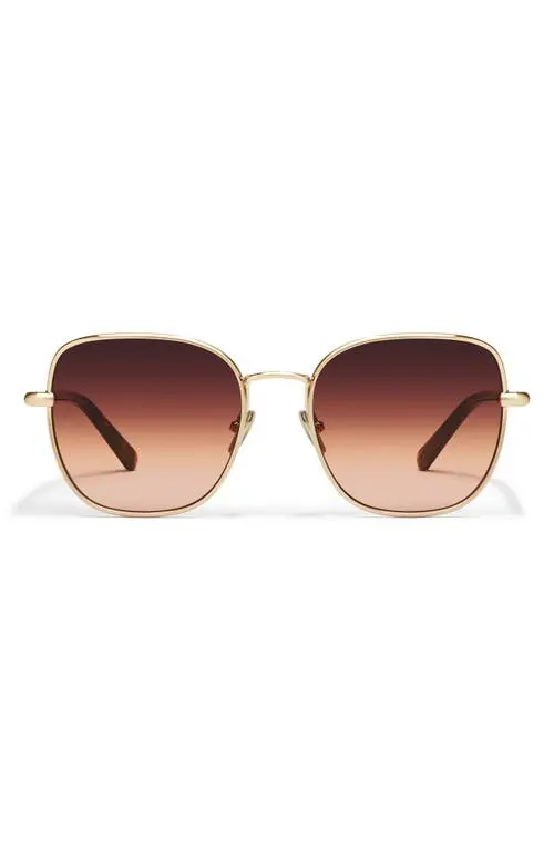 Quay Uptown 58mm Gradient Round Sunglasses - Brushed Gold/maple Honey