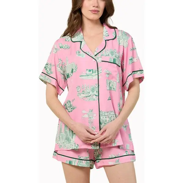 KATIE KIME Printed Pajama Shorts Set - Pink