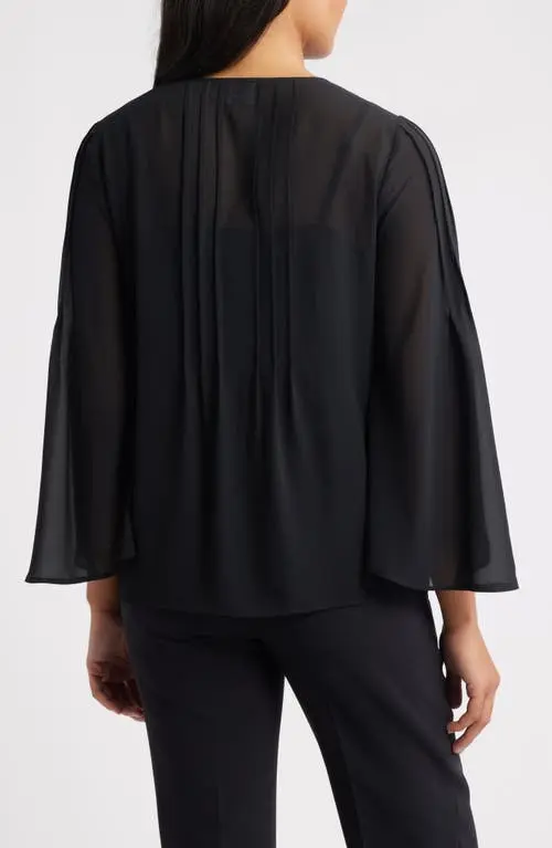 Anne Klein Pintuck Pleat Flutter Sleeve Top